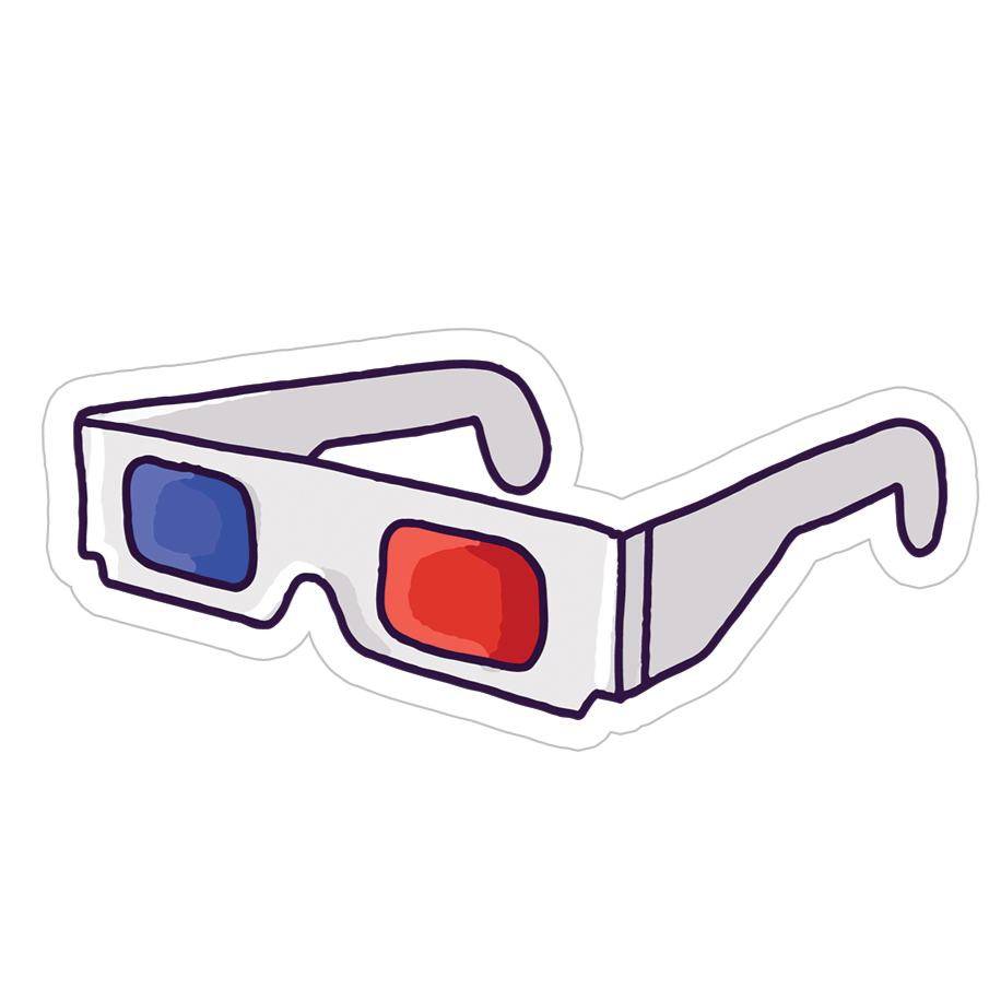 80s Throwback 3D Glasses Sticker – Ottos Grotto :: Stickers For Your Stuff
